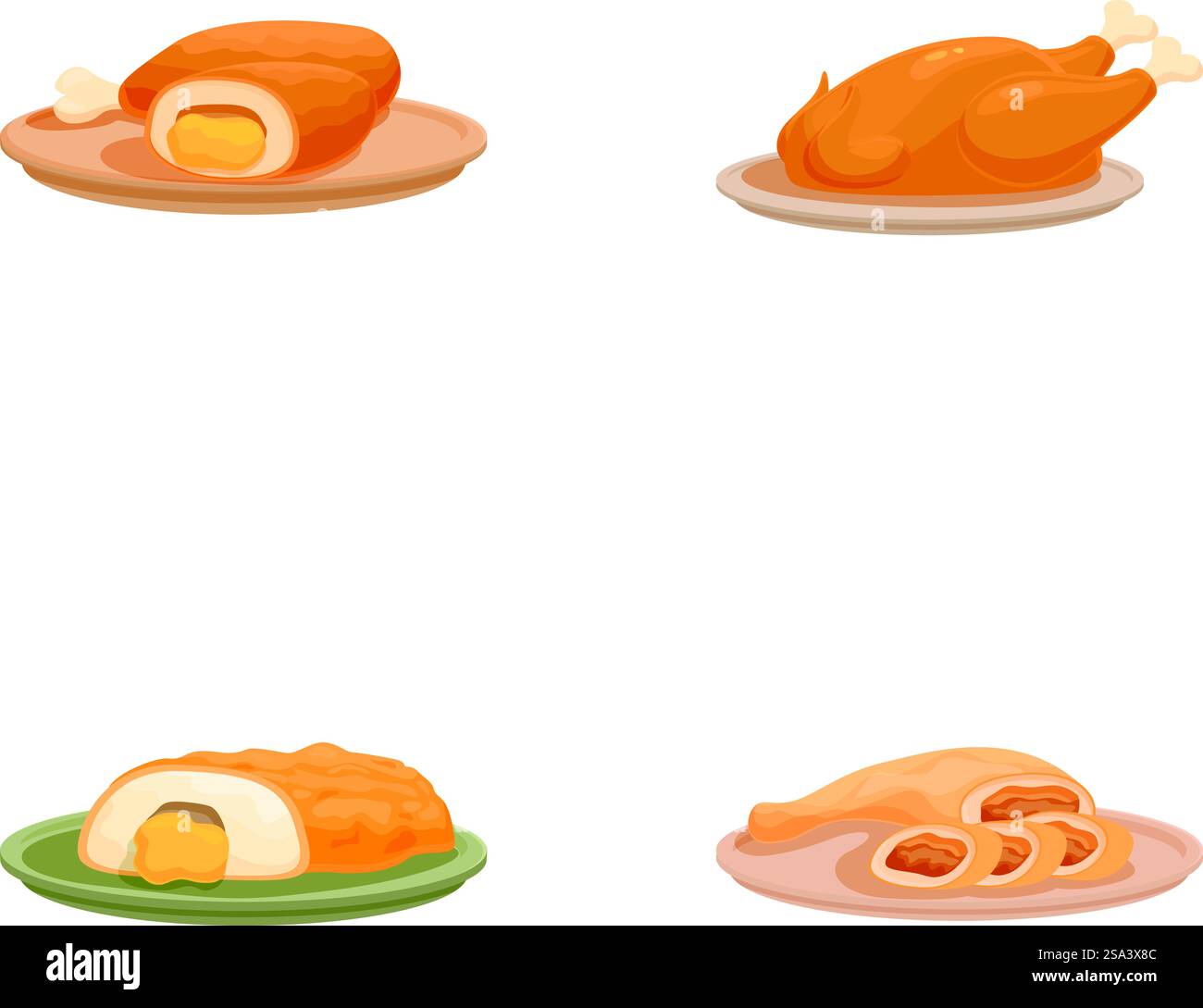 Collection of four vector illustrations of cartoonstyle roasted meats hi-res stock photography ...