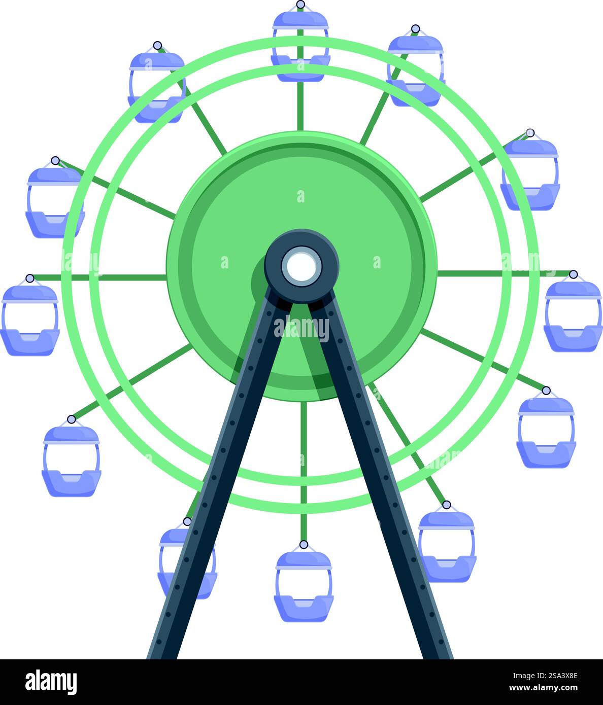 Vibrant vector illustration of a ferris wheel with colorful cabins on a ...