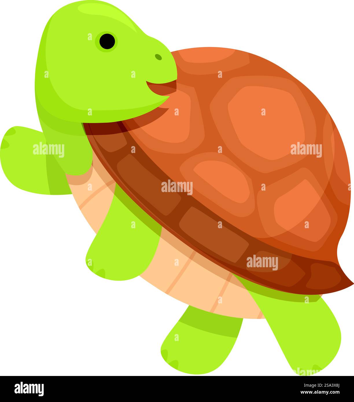 Cheerful and playful cartoon turtle illustration with a smiling and ...