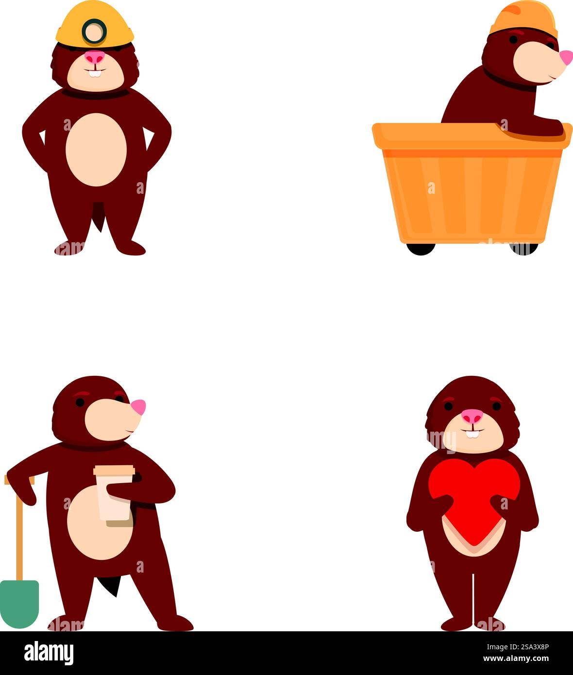 Cute mole icons set cartoon vector. Cartoon mole character. Funny ...