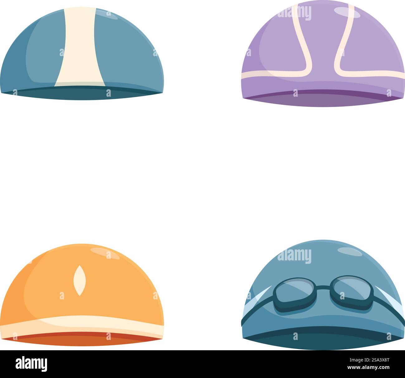 Set of four colorful cartoonstyle hats representing various professions ...