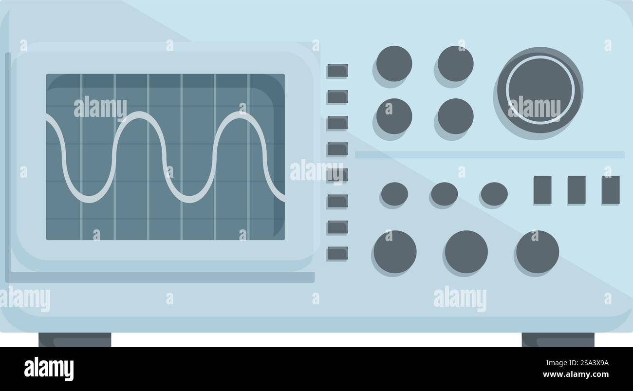 Detailed digital oscilloscope vector illustration for electrical signal measurement in modern ...
