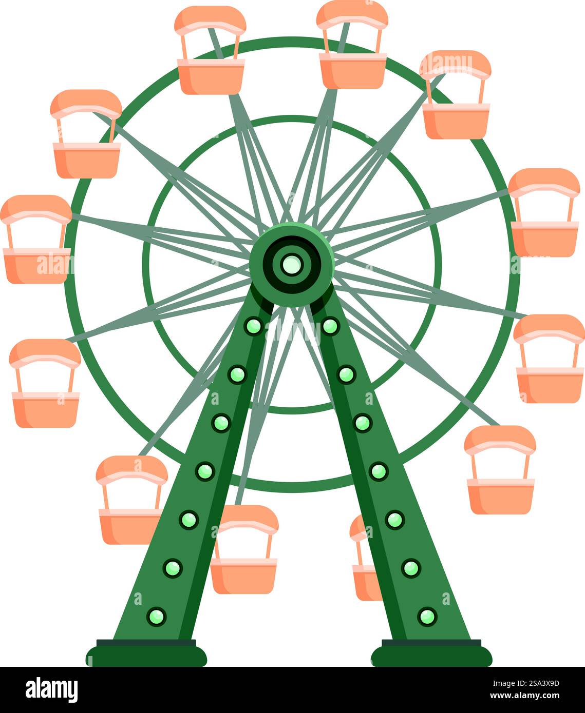 Colorful cartoon ferris wheel vector illustration in amusement park for ...