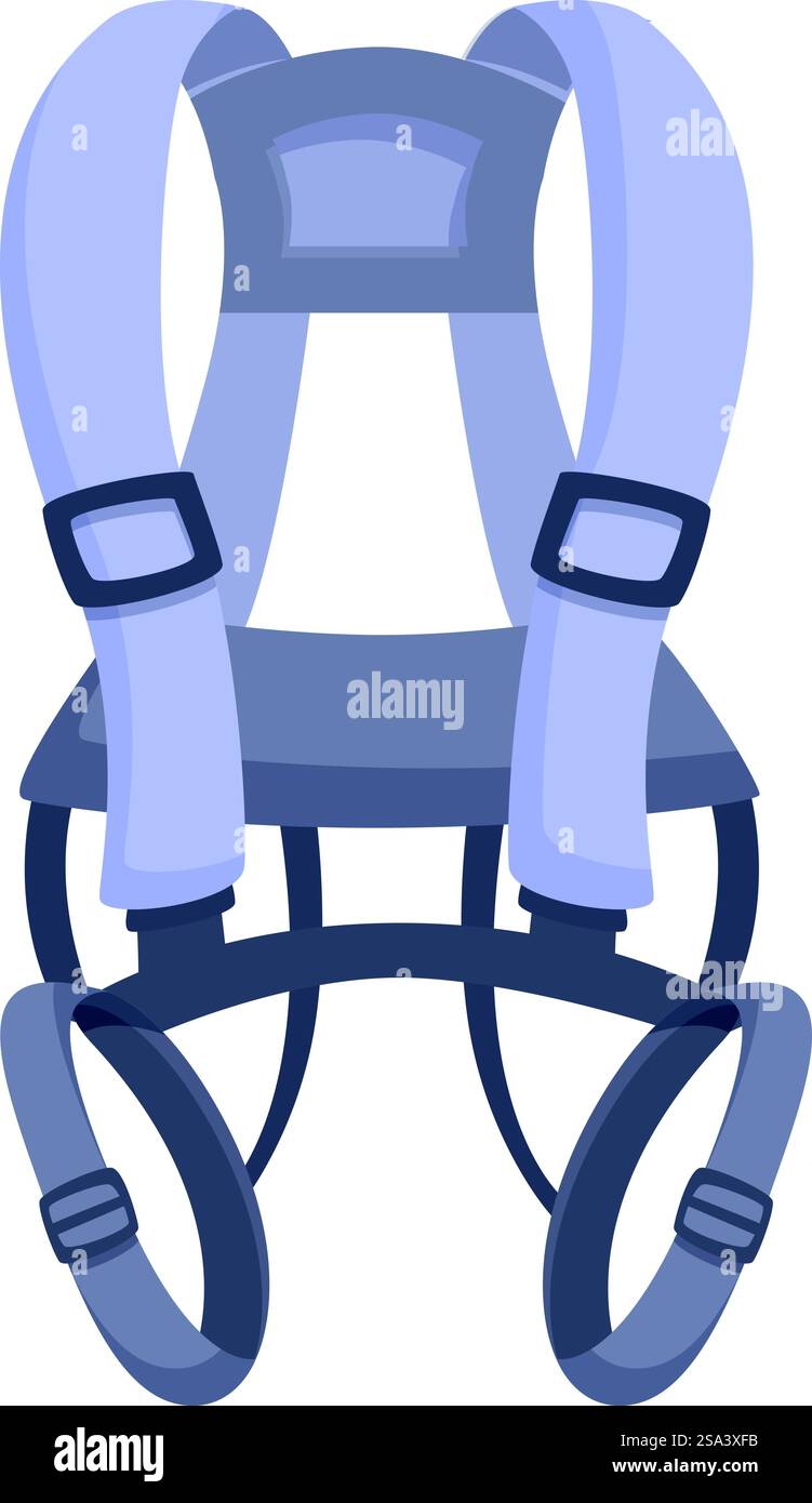 Cartoon illustration of a purple safety harness for fall protection in ...