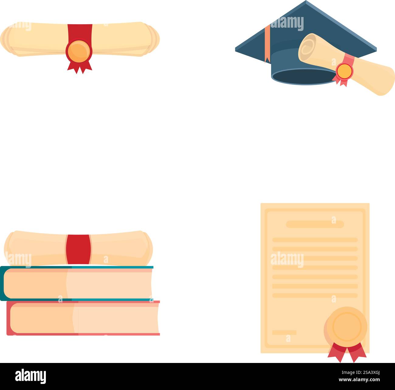 Vector icons representing graduation with diplomas hi-res stock ...