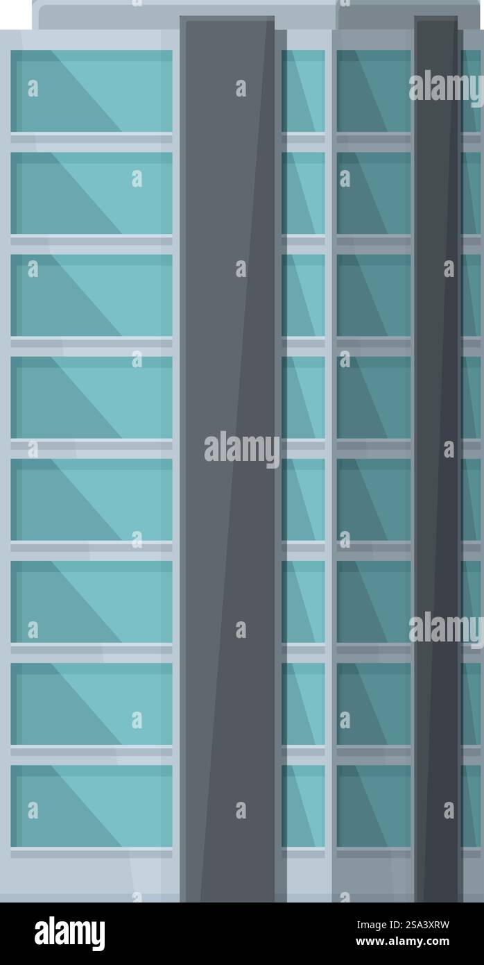 Flat design of a contemporary skyscraper with glass facade. Modern ...