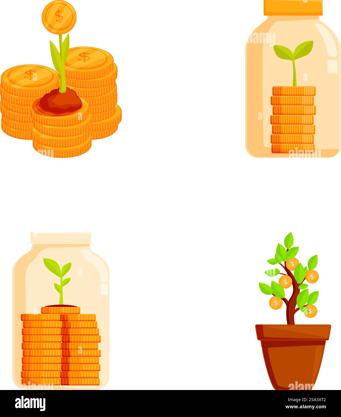 Financial investment growth and wealth accumulation concept icons ...