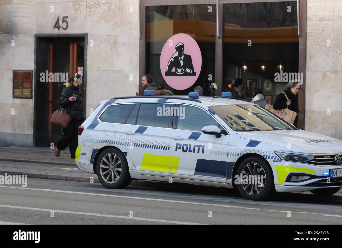 Copenhagen/ DenmarK/ 28 JANUARY 2025/ Danish police auto in capital ...