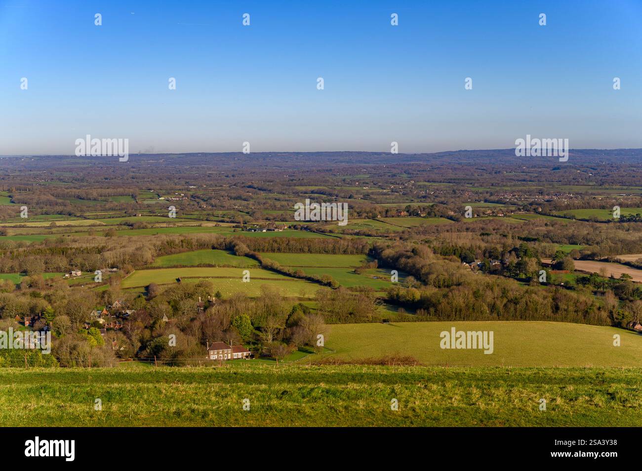 Looking north from South Downs Way with far-reaching views over the ...