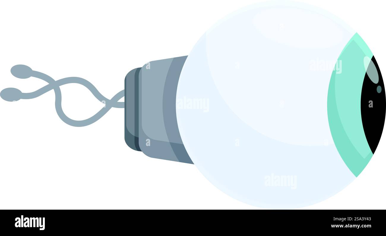 Digital illustration of a stylized human eyeball with optic nerve on a ...