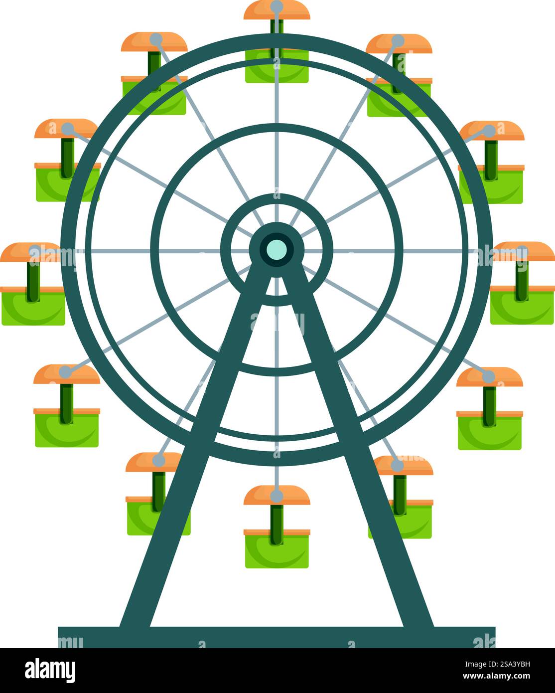 Colorful cartoon ferris wheel illustration in a flat design style hi ...