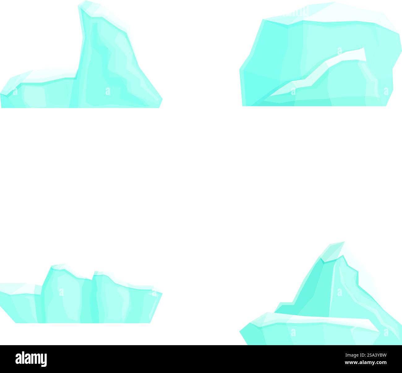 Iceberg icons set cartoon vector. Iceberg floating in ocean. Huge white ...