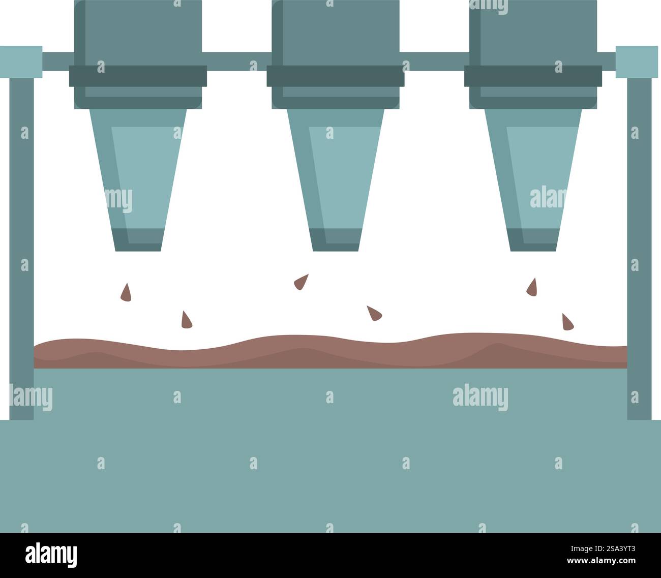 Vector graphic of chocolate manufacturing process with pouring funnels ...