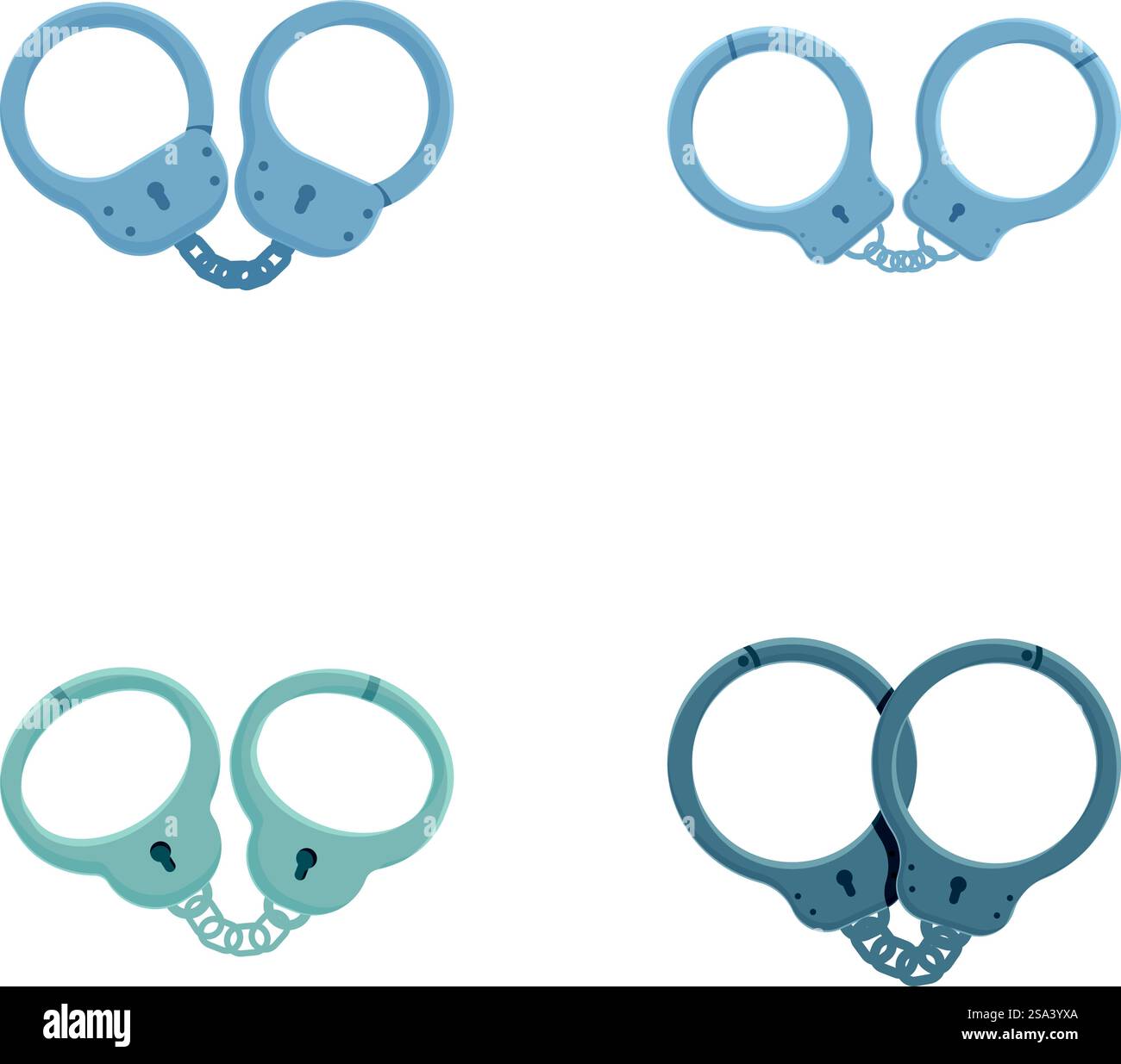 Metal handcuff icons set cartoon vector. Closed metal handcuff. Arrest ...
