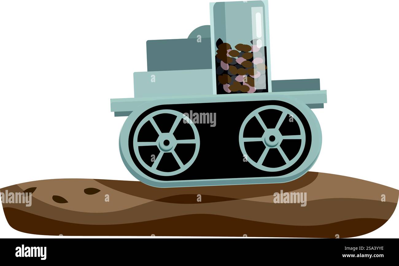 Vector illustration of a cartoonstyle mining cart full of rocks on ...