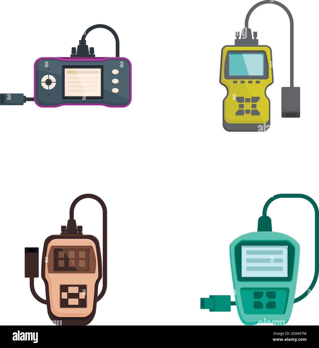 Collection of vintage beepers in various styles and colors, isolated on ...