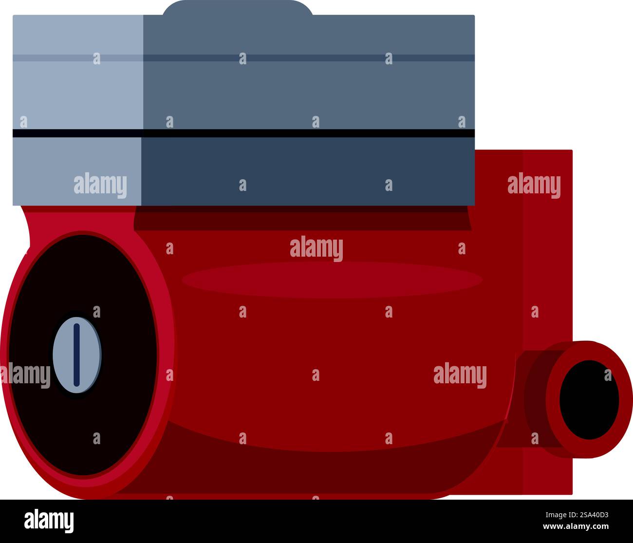 Detailed red electric motor illustration with industrial design and ...