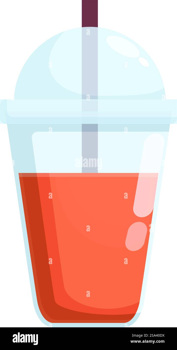 A colorful vector illustration of a cold iced tea in a clear takeaway ...