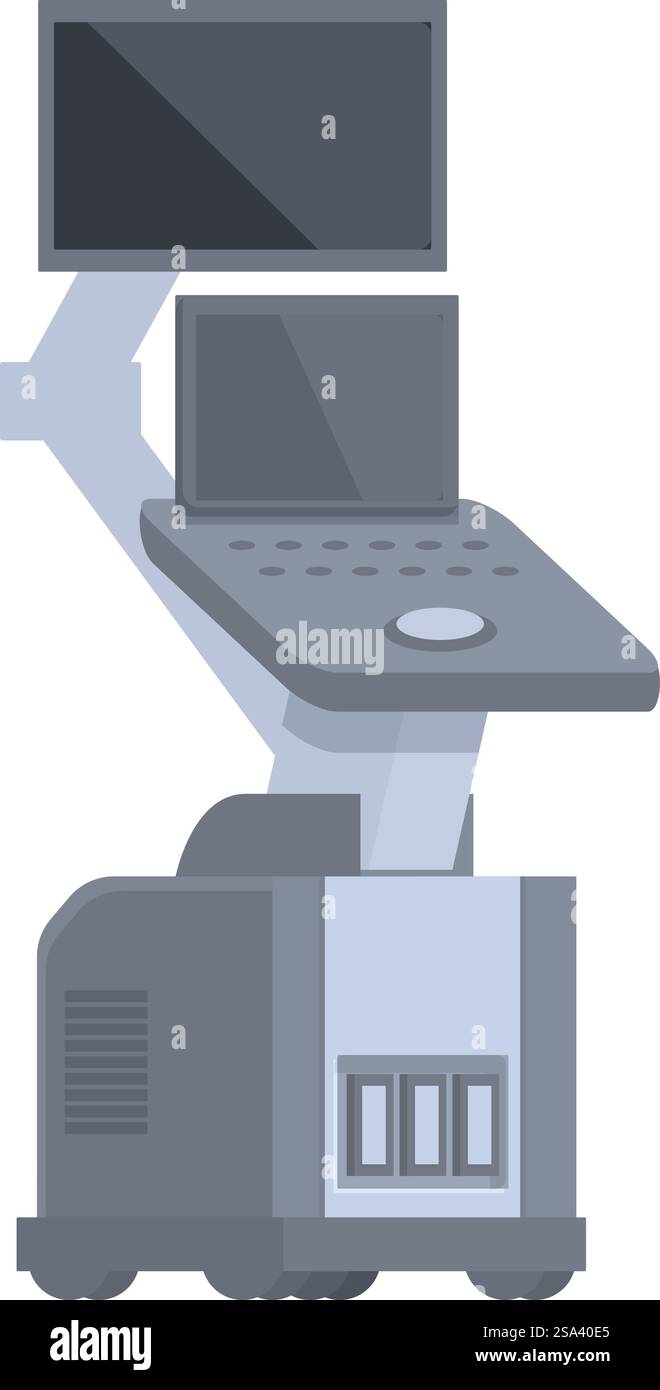 Vector graphic of a contemporary ultrasound machine with monitor and ...