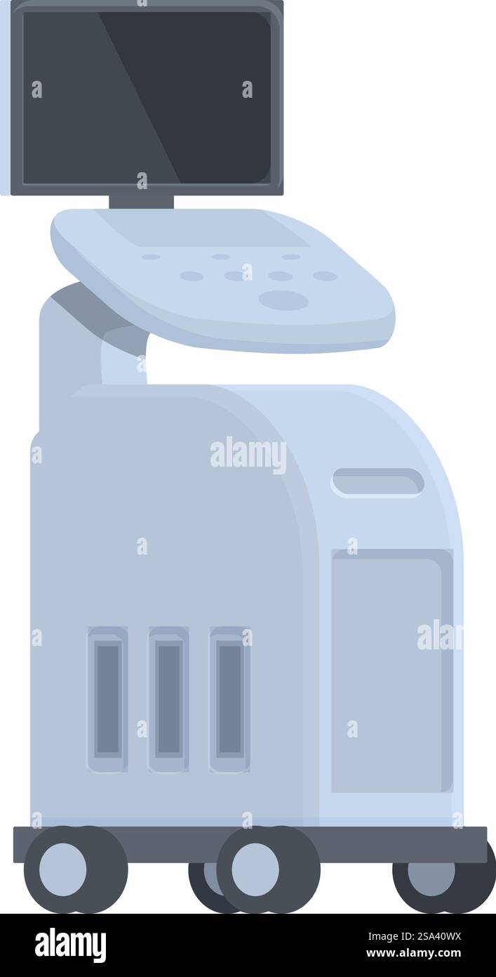 Flat vector illustration of a contemporary ultrasound diagnostic device ...