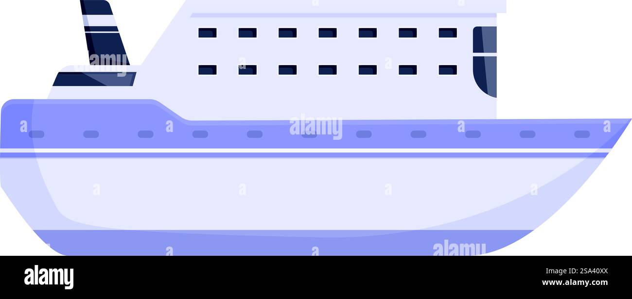 Flat design of a cruise ship, isolated on white, suitable for travel and vacation themes. Vector ...