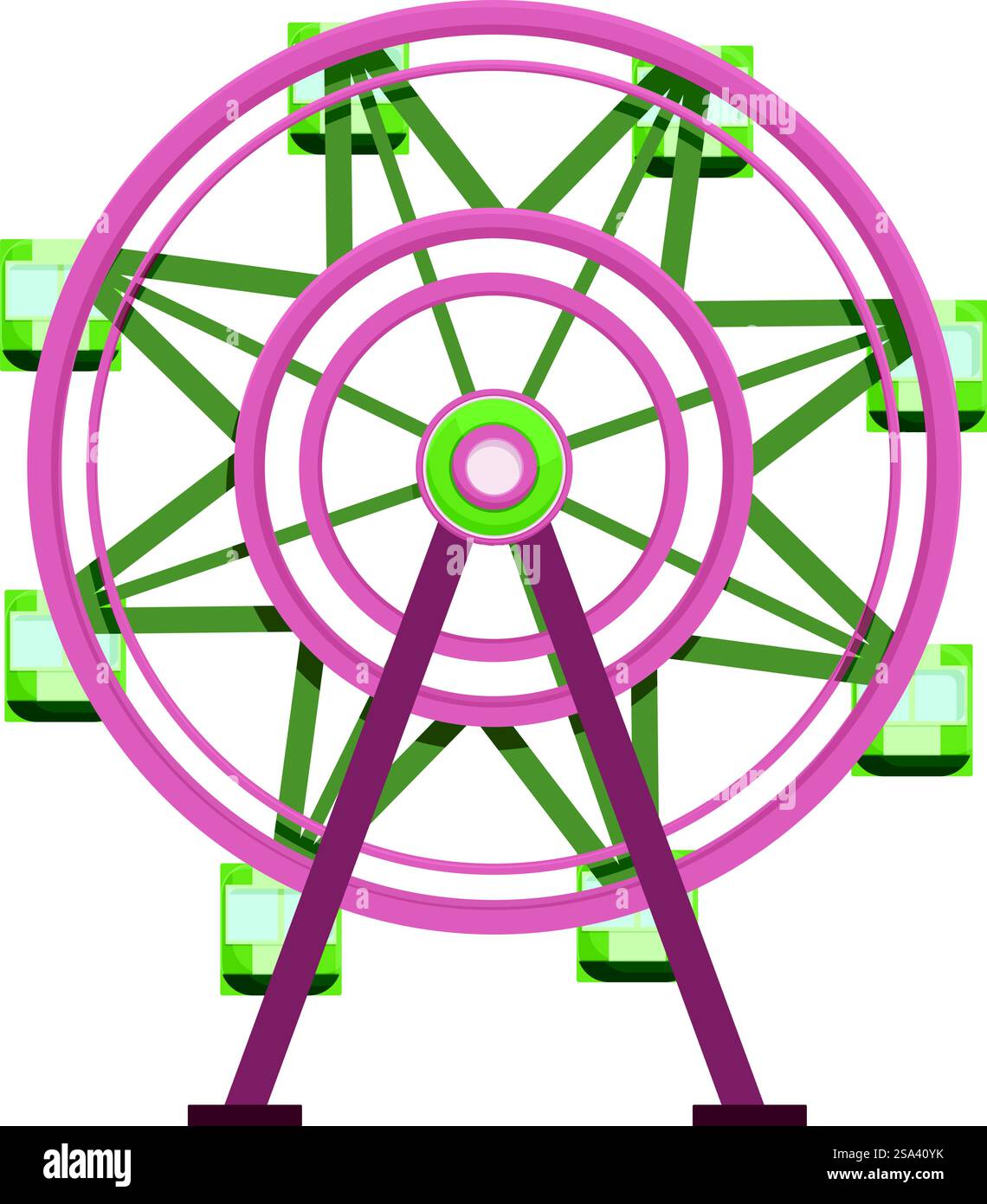 Vibrant and colorful ferris wheel illustration with pink and green ...