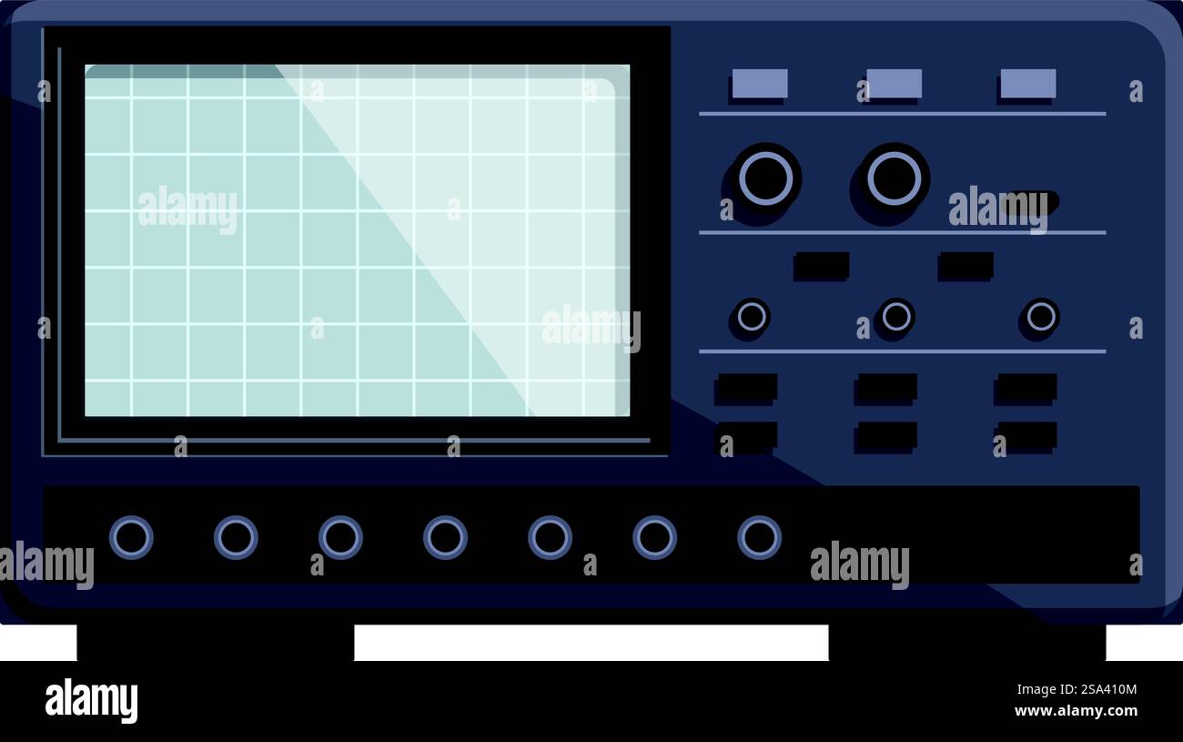 Detailed vintage oscilloscope vector illustration with complex waveform display for scientific ...