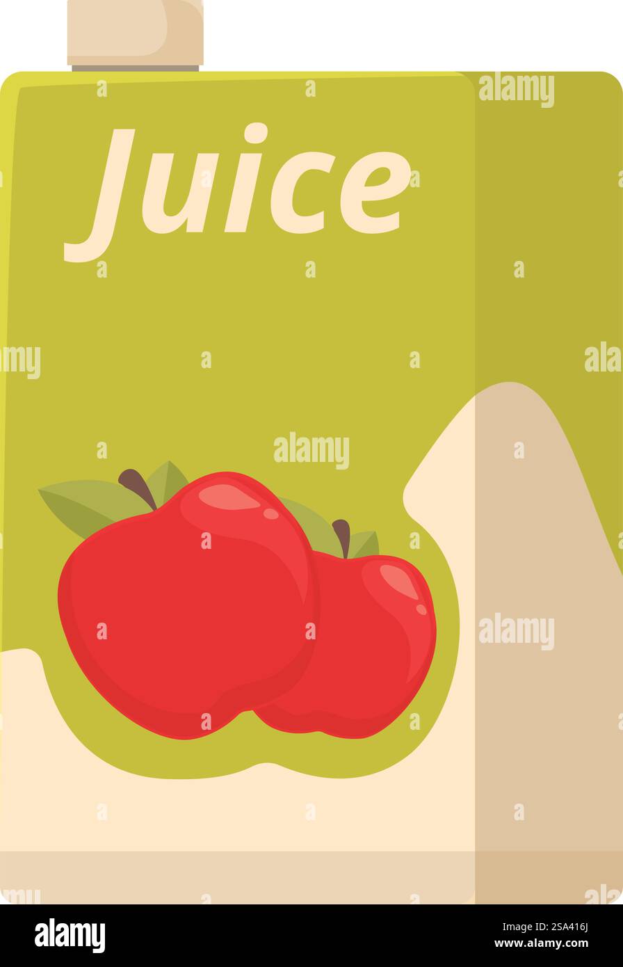 Flat vector illustration of a juice box with a vibrant apple graphic ...