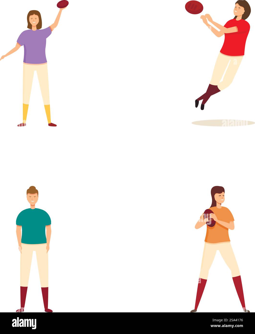 Four illustrations of individuals participating in different athletic ...