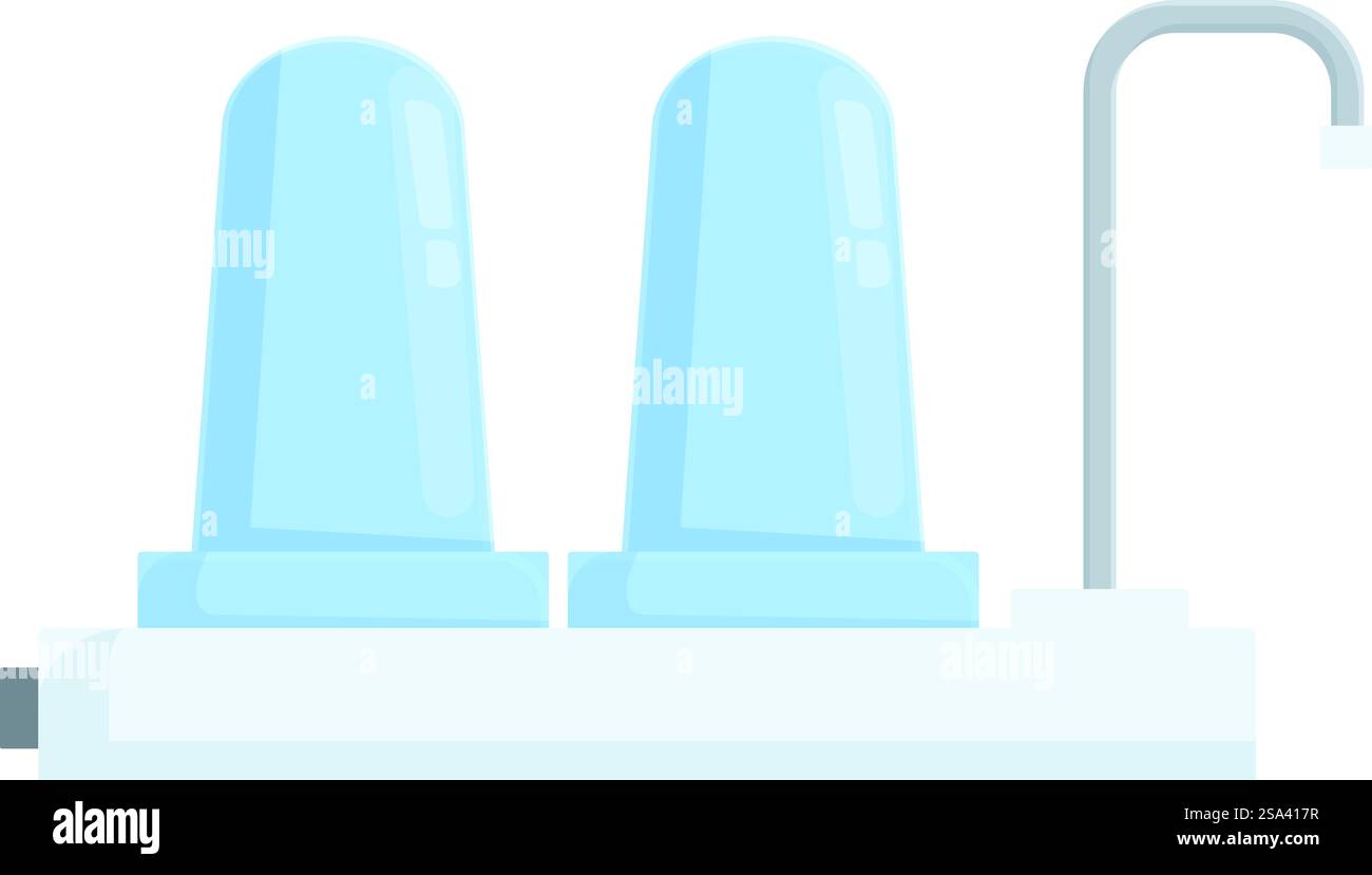 Vector image of two blue water filters with a faucet, isolated on white ...