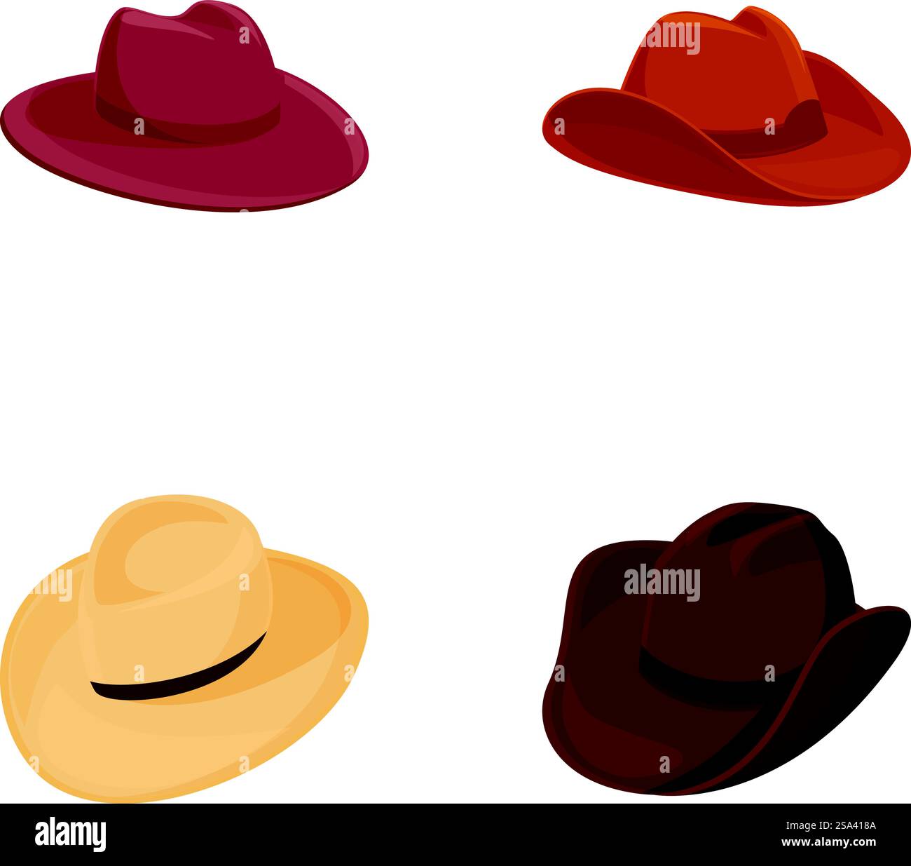 Set of four cartoonstyle cowboy hats in various colors hi-res stock photography and images - Alamy