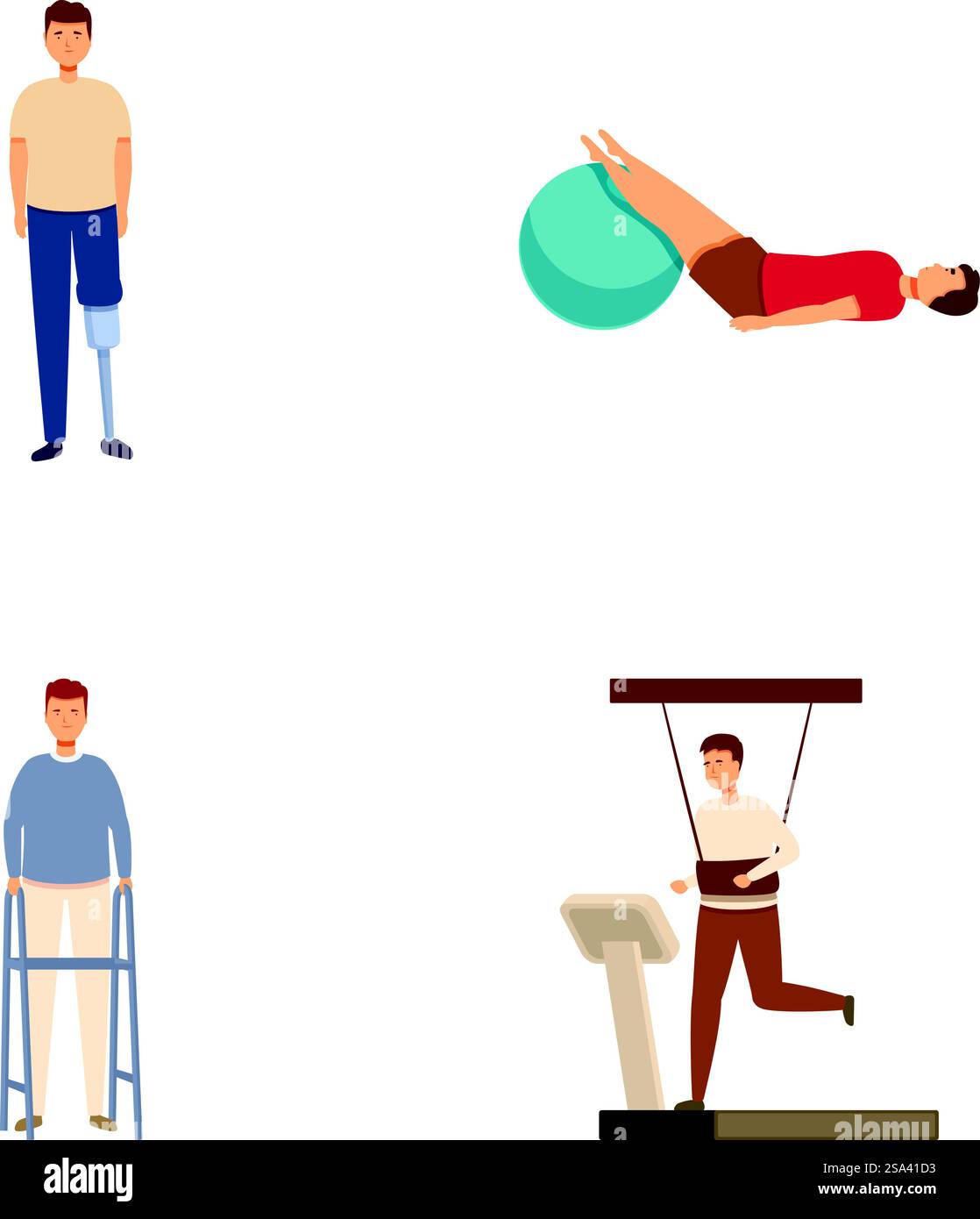 Set of four illustrations depicting different aspects of physical ...