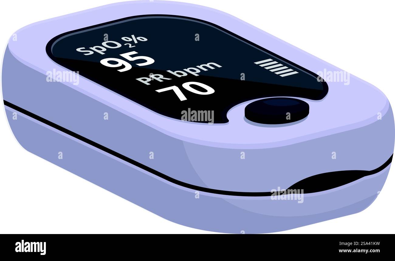 Digital pulse oximeter medical device illustration for monitoring oxygen saturation level and ...