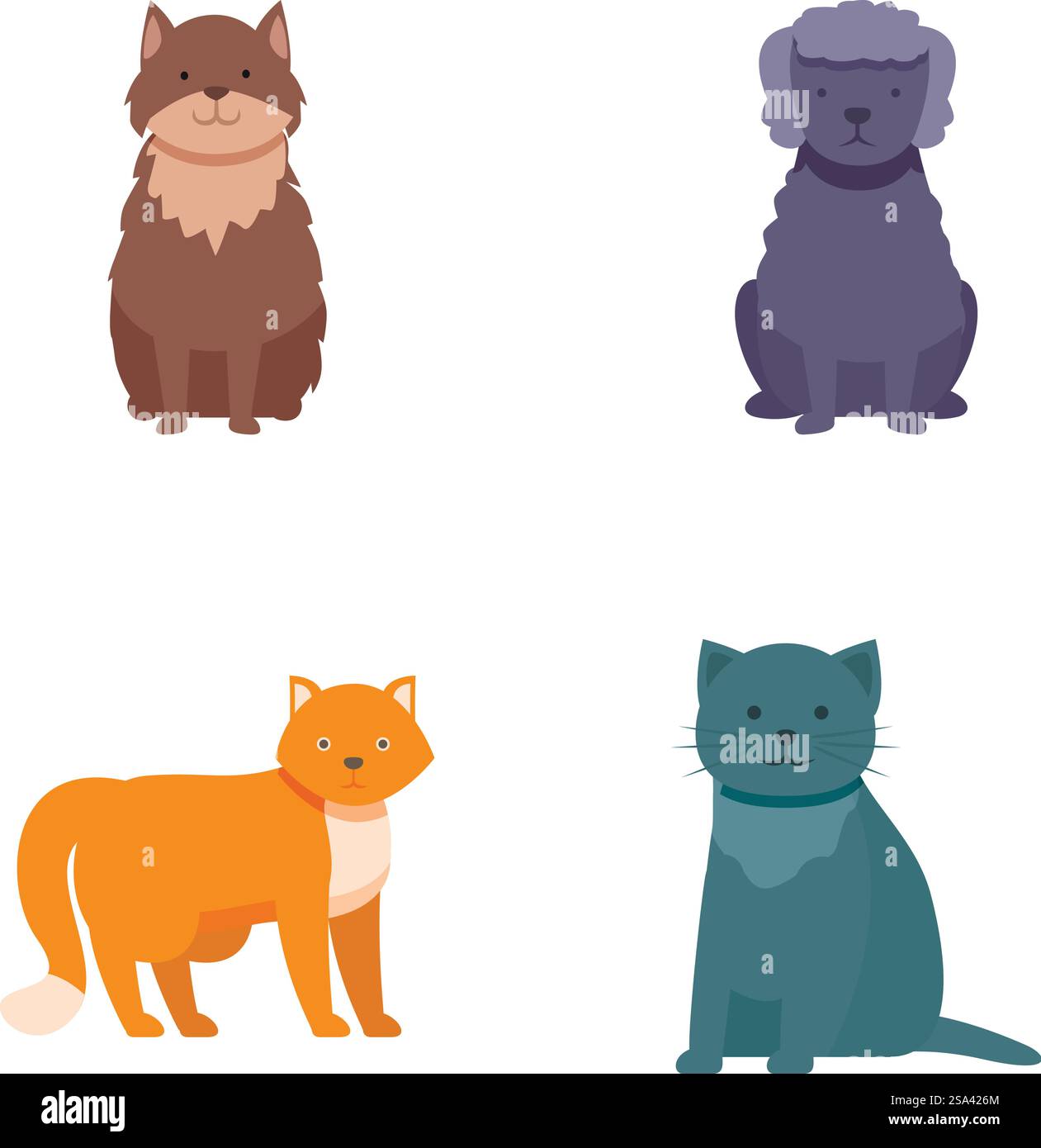 Collection of cute and colorful cartoon illustrations of domestic cats ...