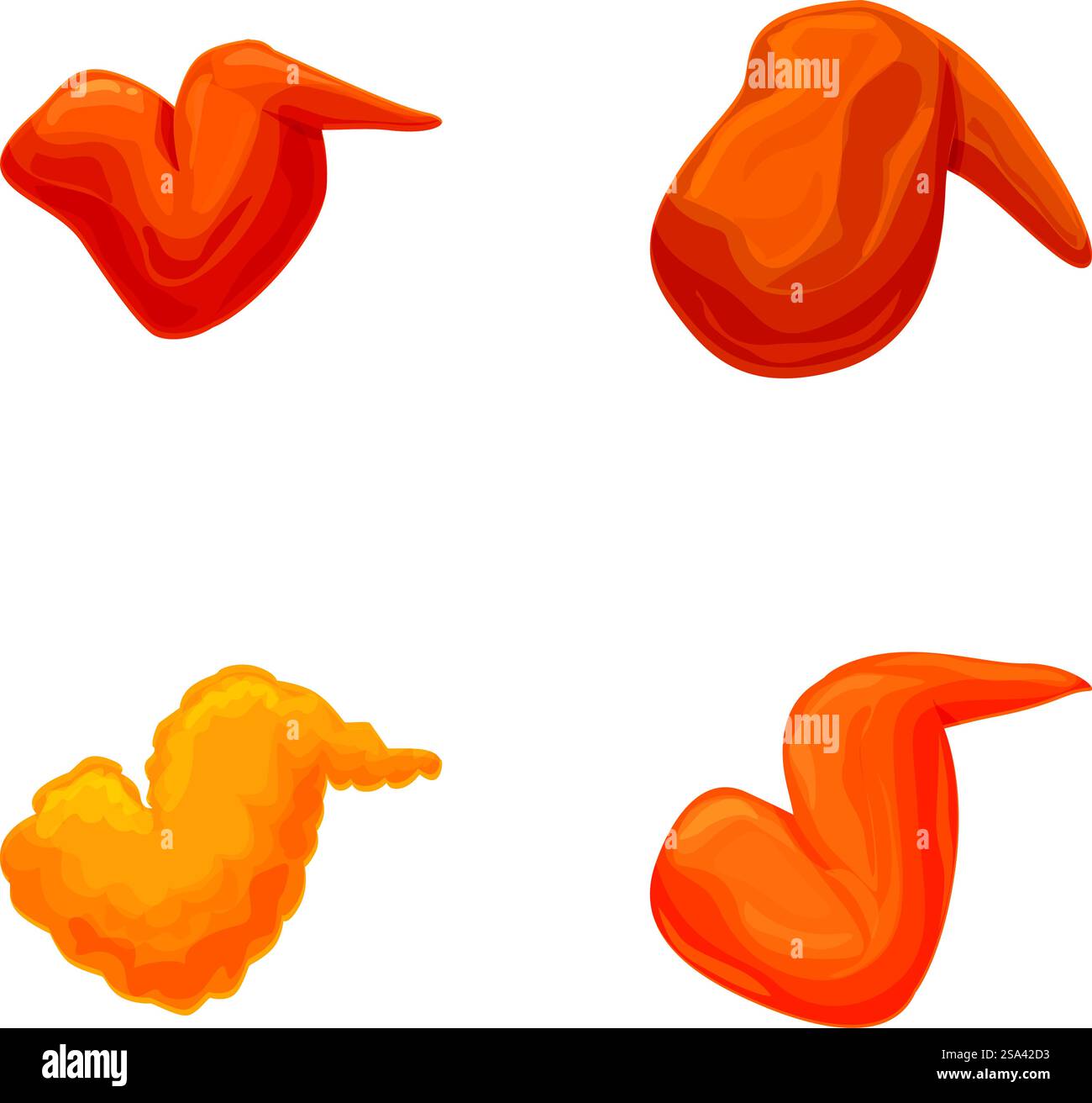 Collection of tastylooking chicken wings in different angles isolated ...