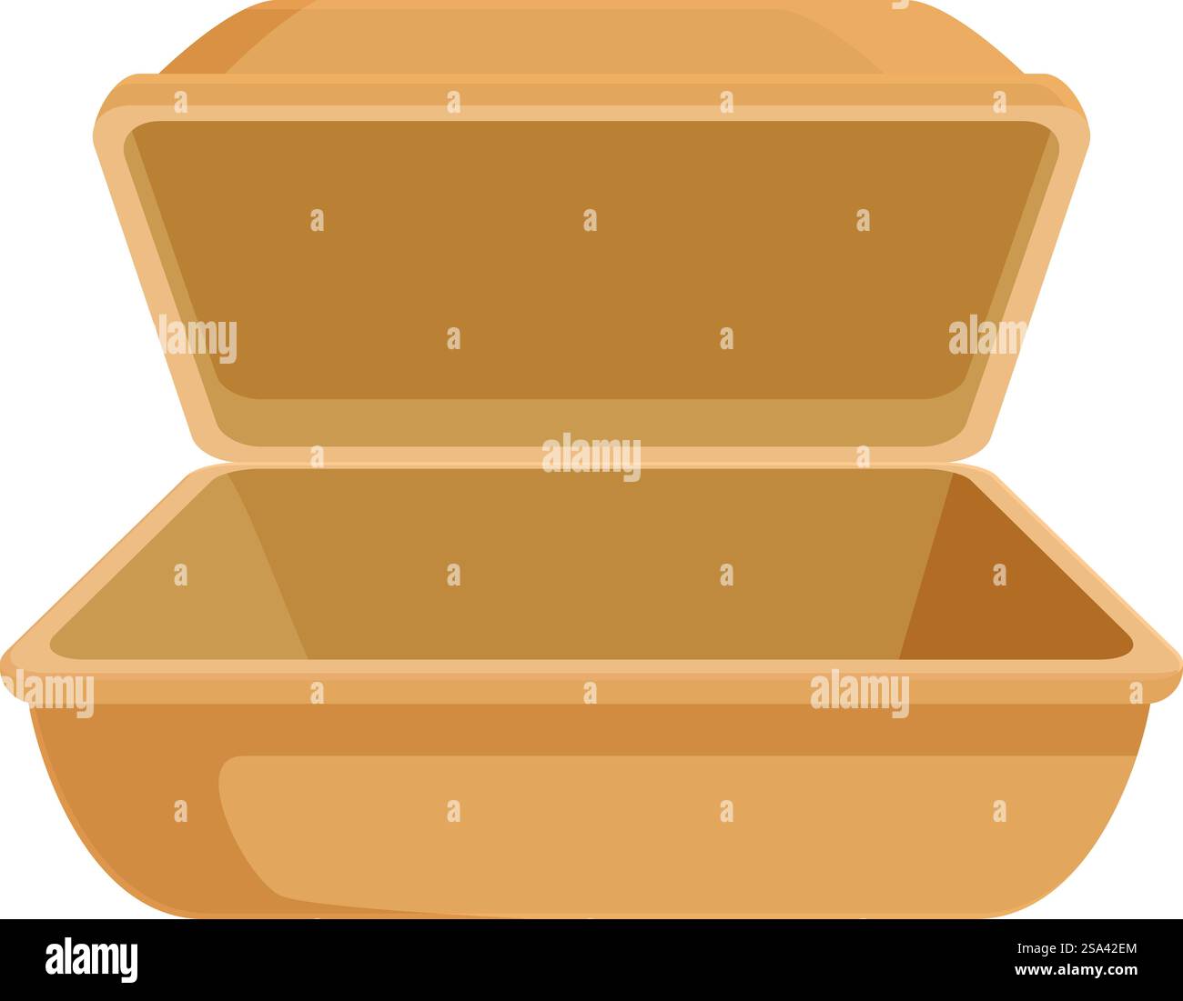 Vector illustration of a clean, open foam food container, isolated on ...