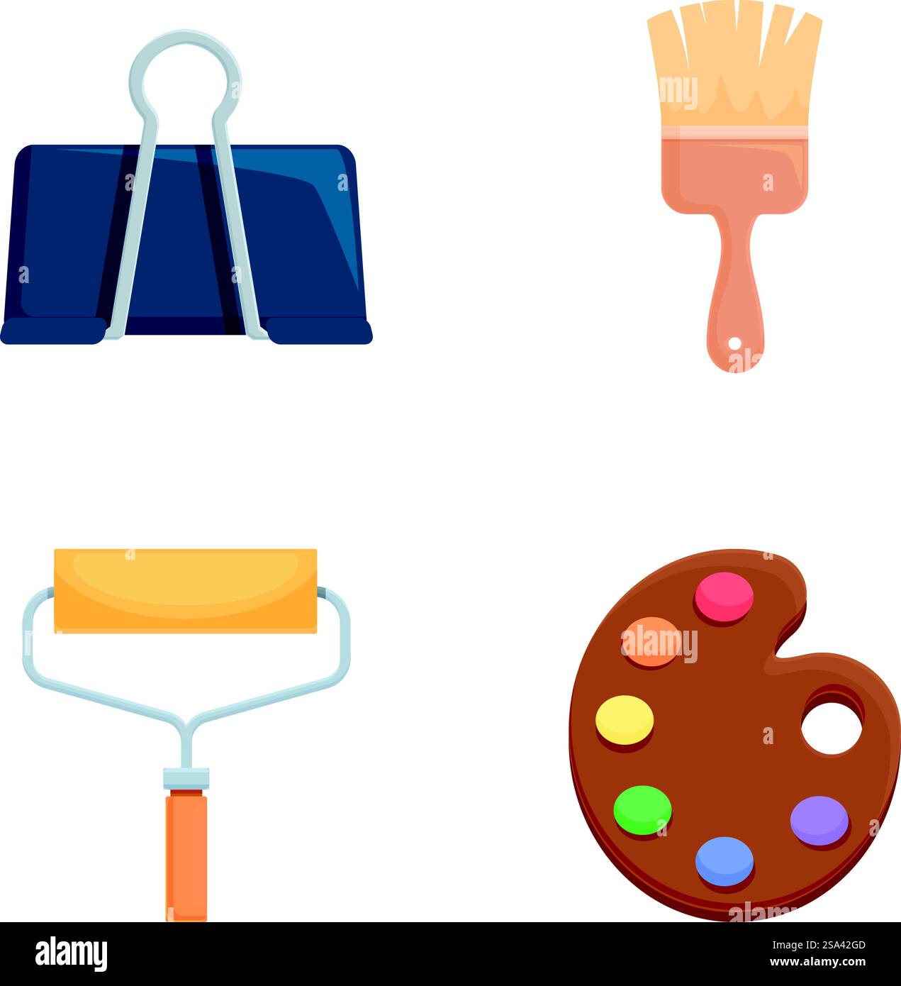 Collection of colorful vector icons depicting various art and painting ...