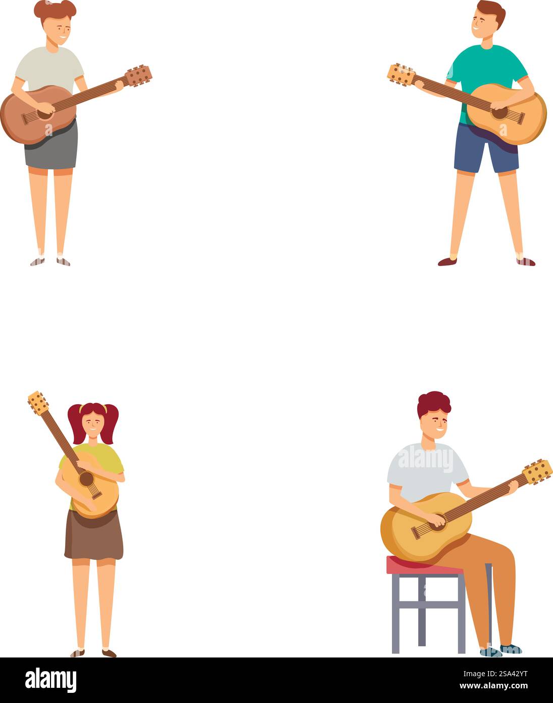 Collection of four diverse cartoon illustrations featuring individuals ...