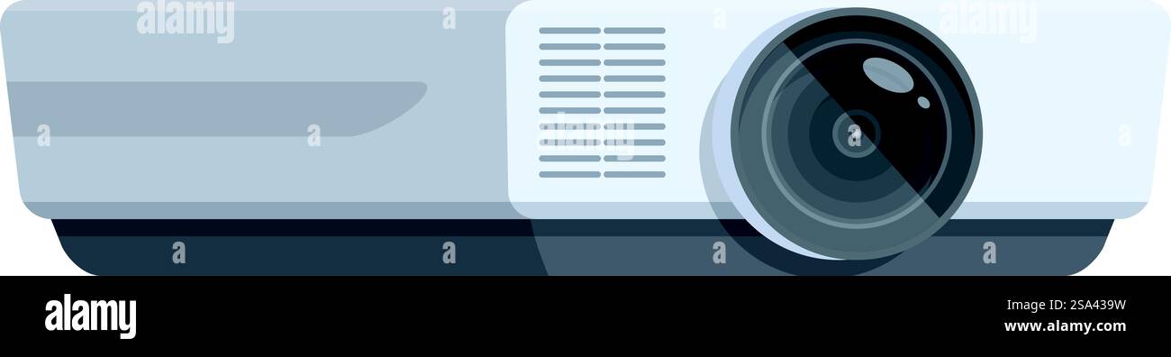 Flat design of a sleek, contemporary digital projector on a white ...