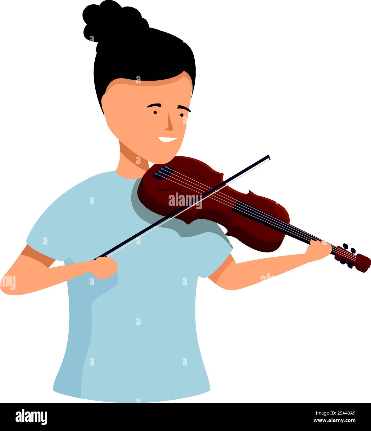 Female musician is playing the violin with a smile on her face. Young ...