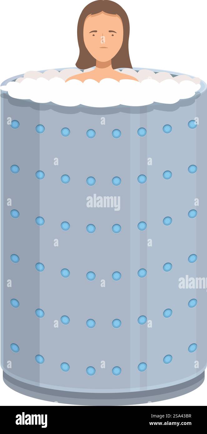 Young woman is enjoying a cryotherapy session, experiencing the ...