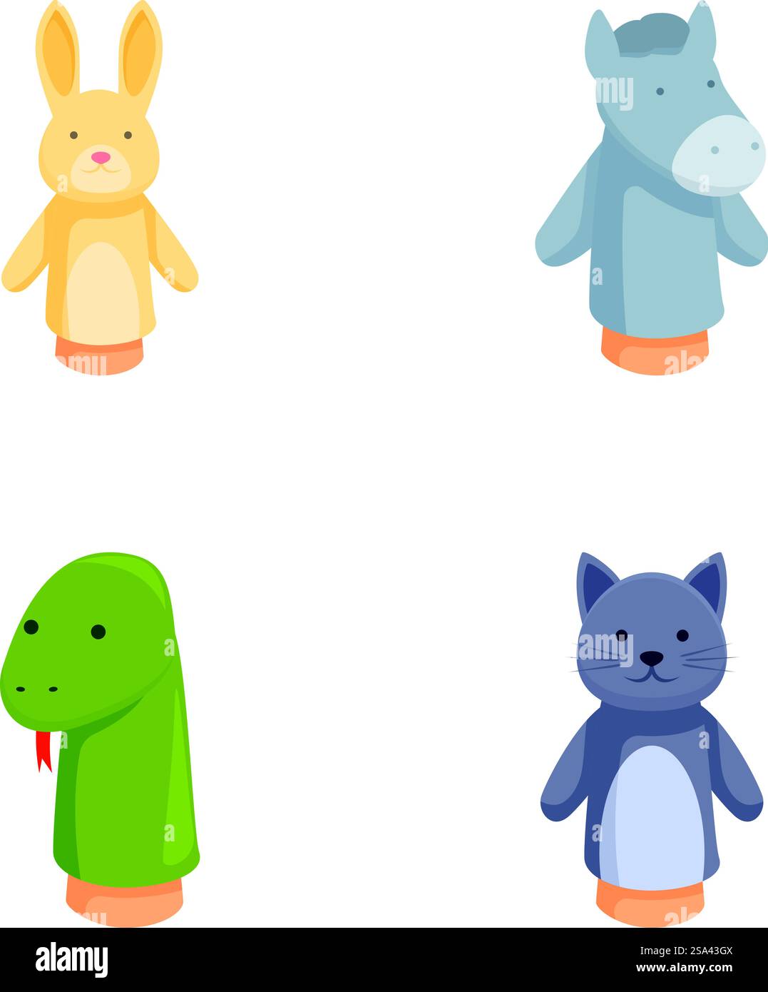 Collection of four adorable finger puppets in the shape of cartoon ...