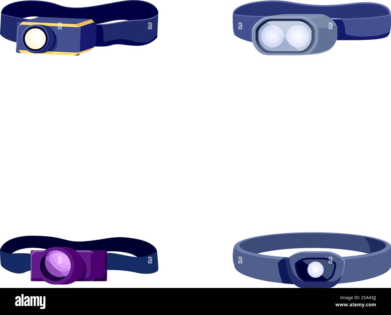 Collection of four headlamp vector icons in various designs, isolated ...