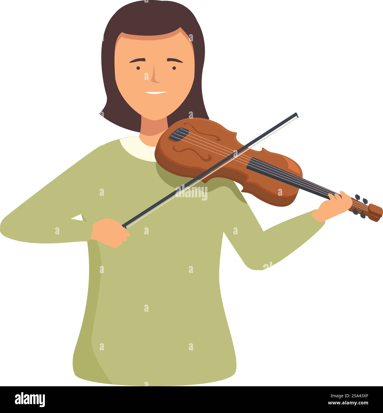 Young woman playing violin enjoying classical music concert performance ...