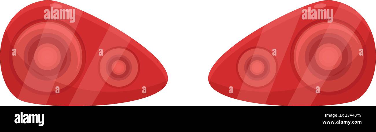 Pair of sleek red car tail lights are illuminated, ensuring visibility ...
