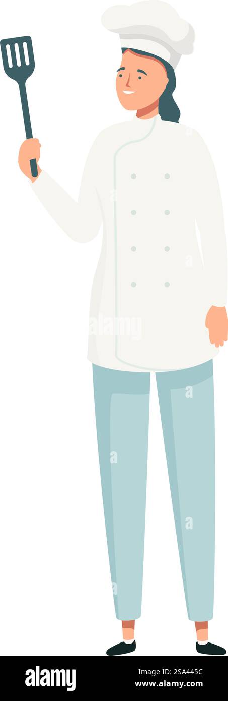 Vector illustration of a chef in uniform holding a spatula, ideal for ...