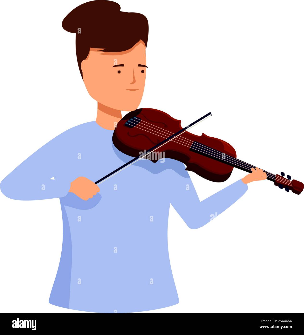 Young musician is playing the violin with a bow in a classical music ...