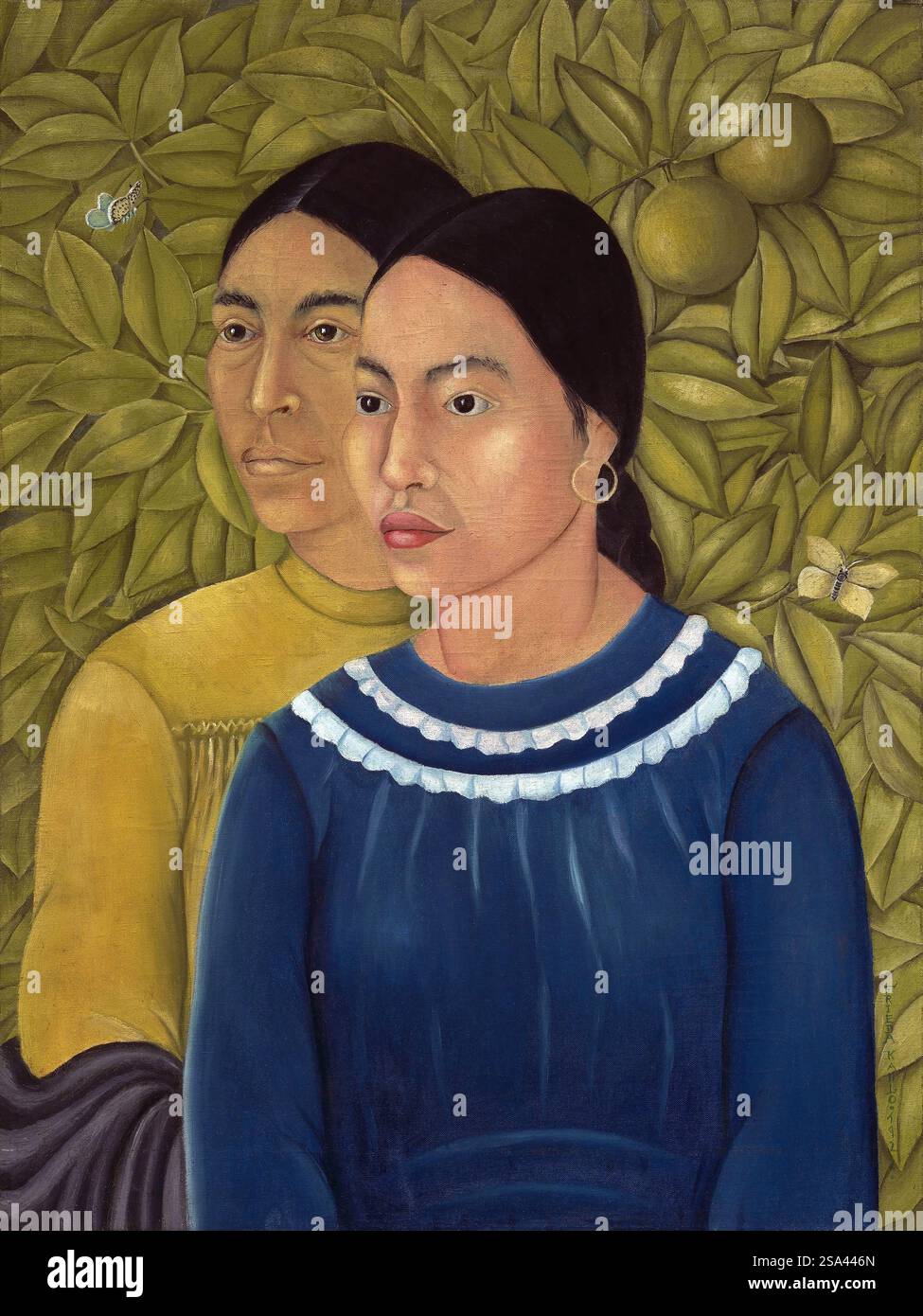 Frida Kahlo. Painting entitled "Dos Mujeres (Salvadora y Herminia)" by ...