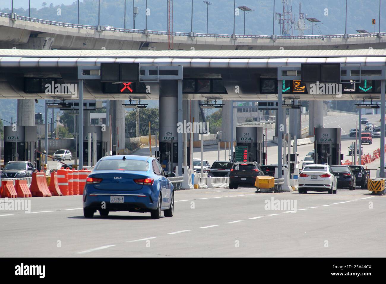 Mexico City, Mexico - Jan 1 2025: Toll booth at the exit to the highway ...