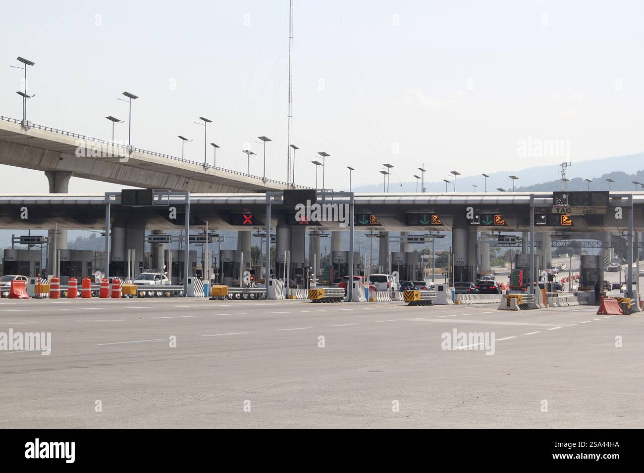 Mexico City, Mexico - Jan 1 2025: Toll booth at the exit to the highway ...